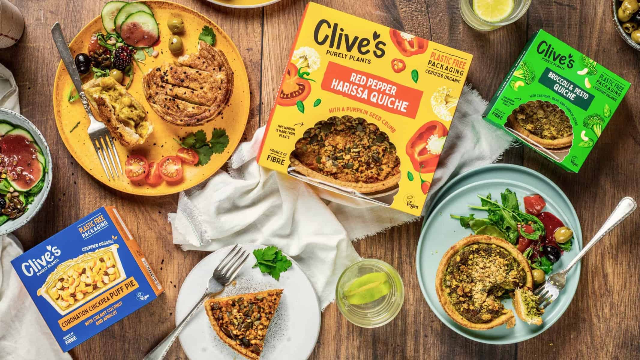 Clive's Pies lanza nuevas quiches y tartas veganas con envases sin plástico